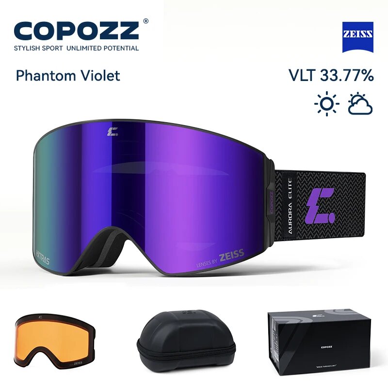 COPOZZ мужские лыжные очки с линзами Zeiss Фиолетовый, Purple set