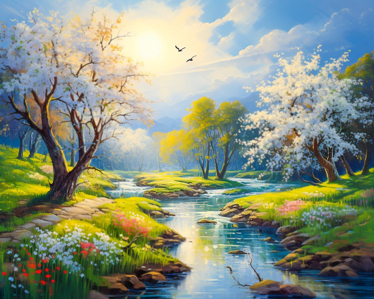 Картина по номерам красивая природа и цветы 40х50