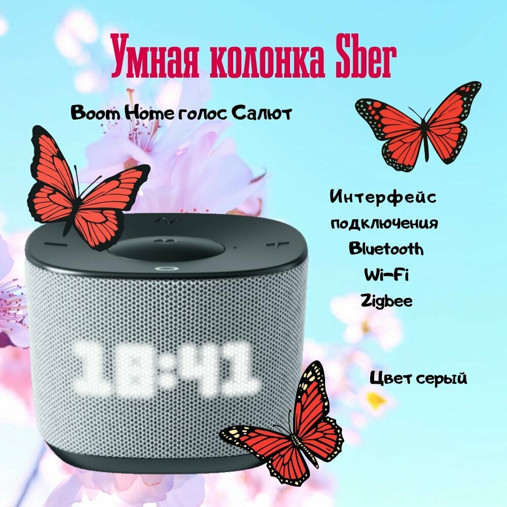 Умная колонка Sber Boom Home SBDV-00171G голос Салют серый 8W Mono BTWi-Fi без бат