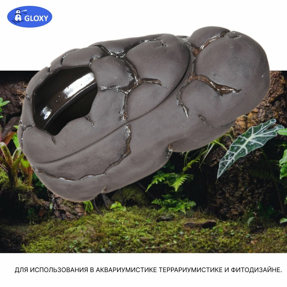 Декорация GLOXY "Влажная камера", для террариума, черная, 18x9x10 см