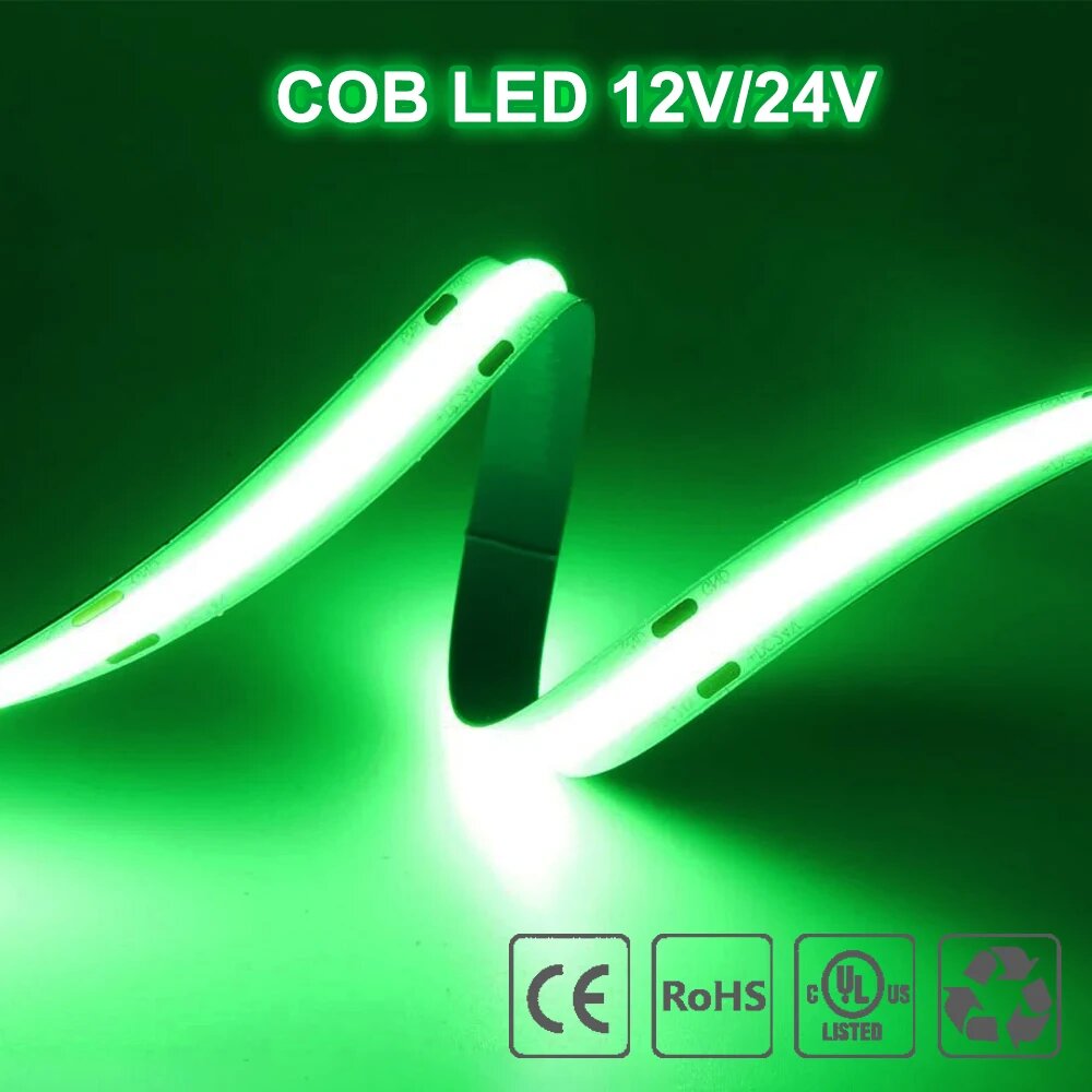 Светодиодная лента COB Green 12V 528Leds, 4 м