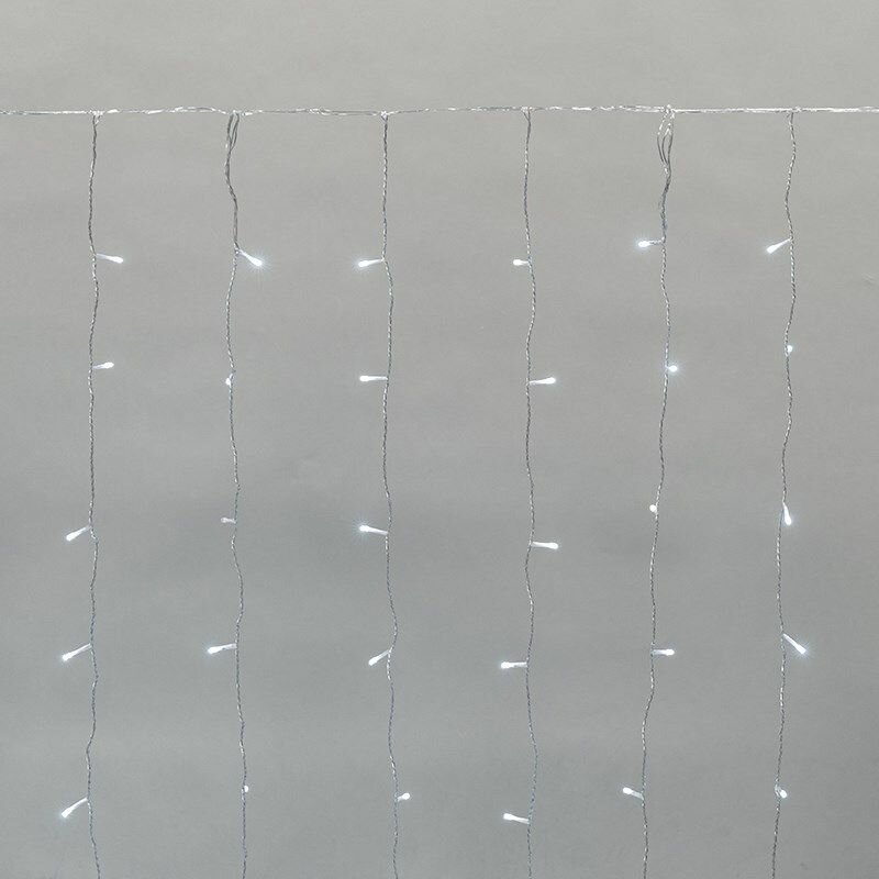 Гирлянда Дождь светодиодный 2х3м, эффект мерцания, прозрачный провод, IP44, 230В, диоды белые, 300LED NEON-NIGHT
