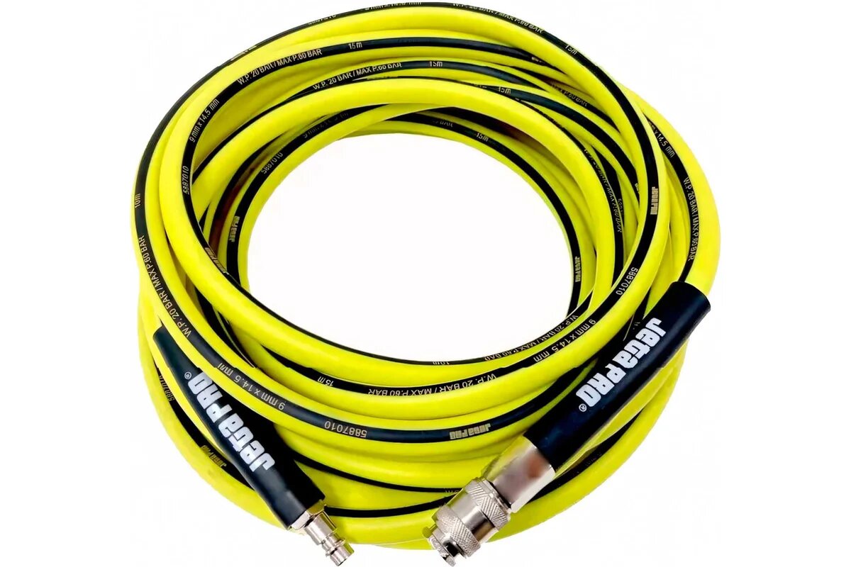 Jeta PRO Шланг гибкий пвх с фитингами d 9x14,5мм, длина 15м, цвет желтый 5887015