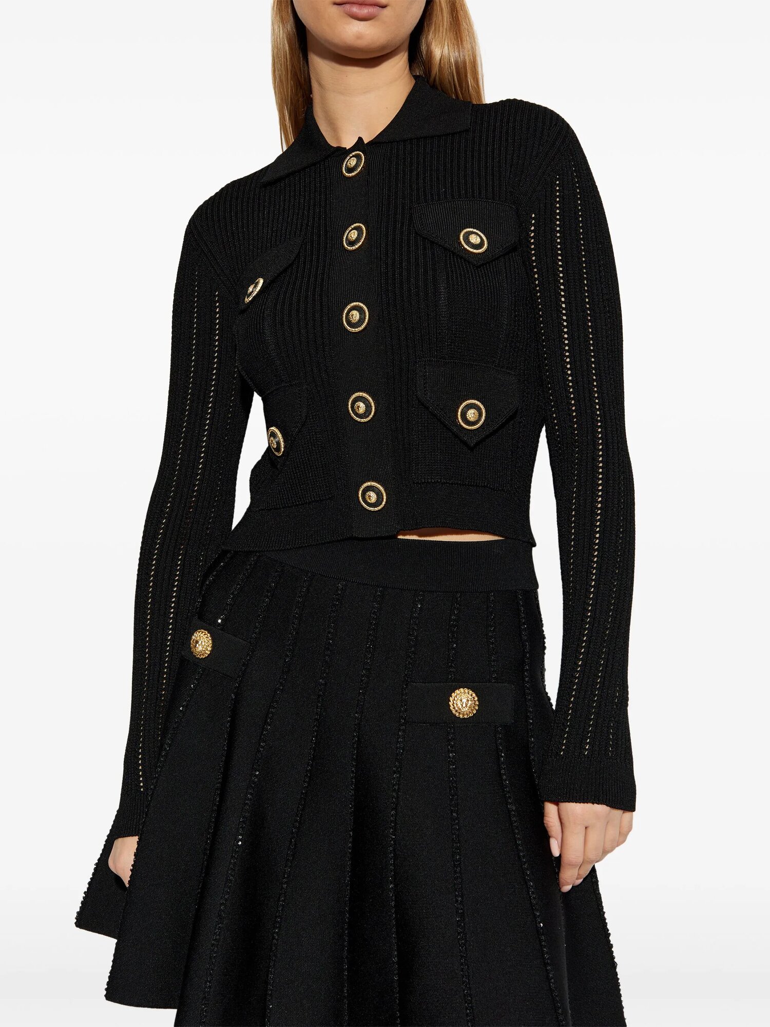 Кардиган BALMAIN, размер 36, black/black — фото 1
