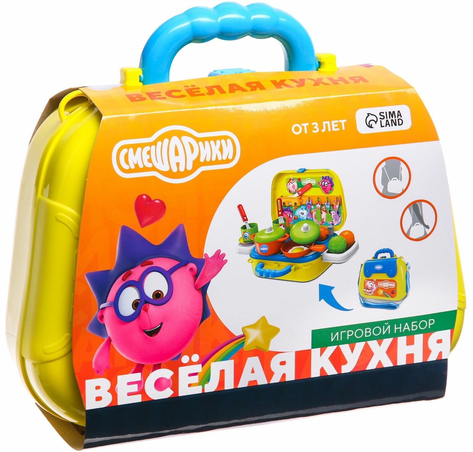 Игровой набор "Весёлая кухня" Смешарики в сумке, детская игрушечная посуда с плитой, сюжетно-ролевая игра для детей, юный повар