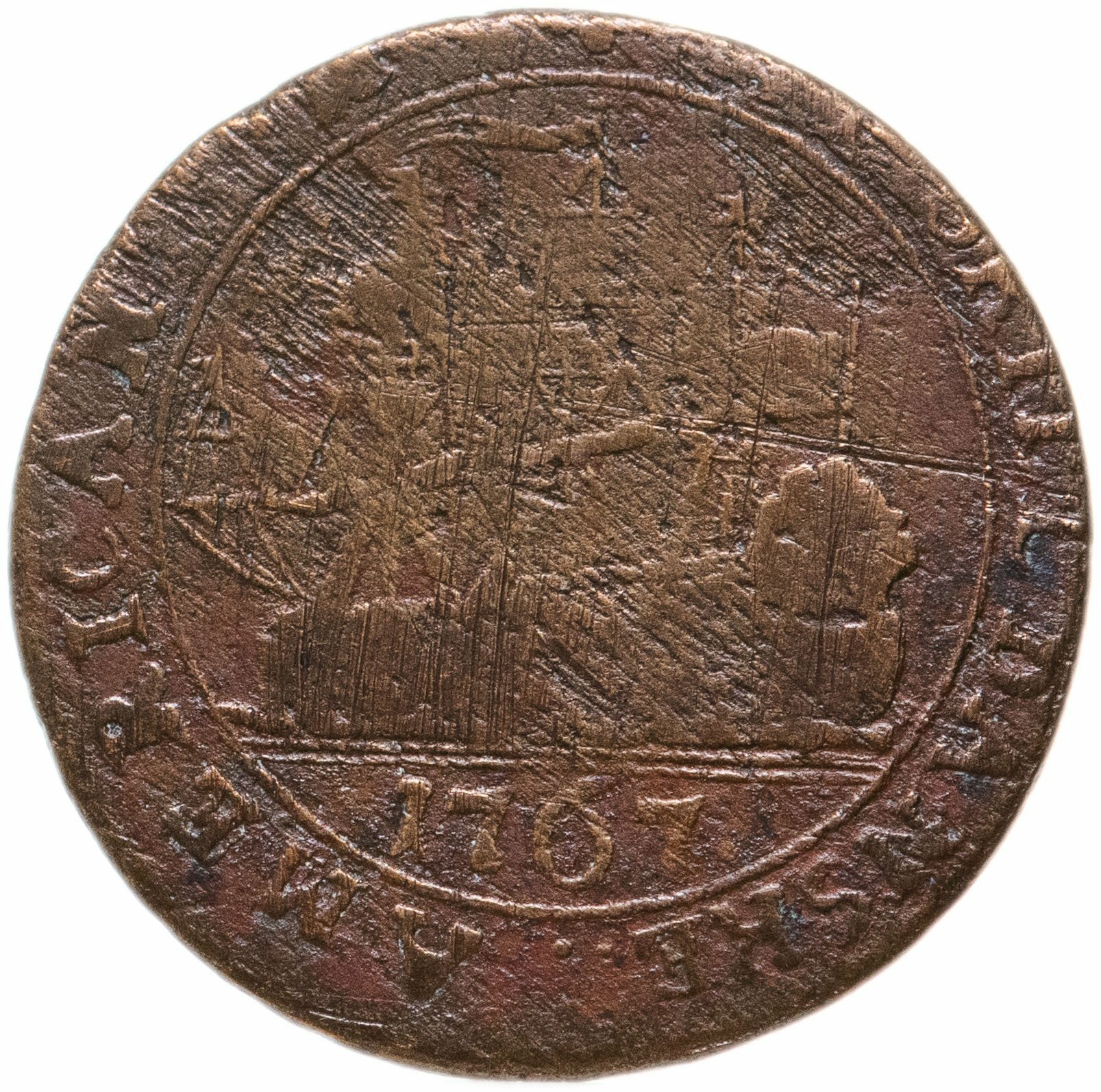 Датская Вест-Индия 6 скиллингов 1767, в сохранности G-VG