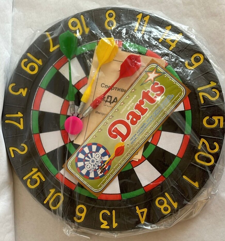 Набор для игры в Дартс ПластиК, с мишенью, 3 дротика, диаметр мишени 35см