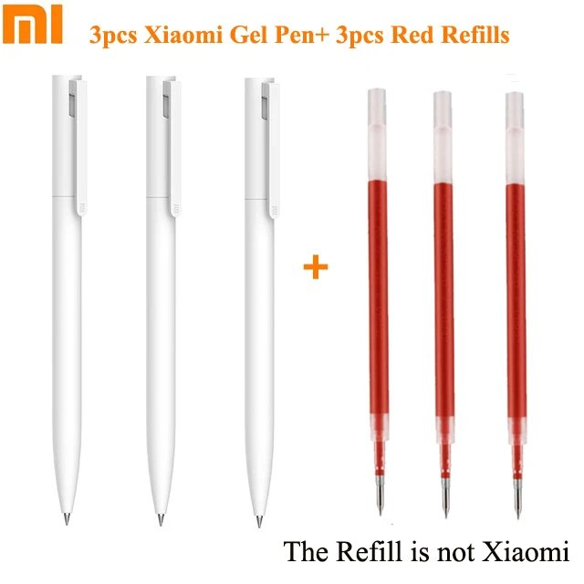 Гелевая ручка Xiaomi Mijia MJZXB01WC белая 0.5 мм Белый, 3pen with 3red ink