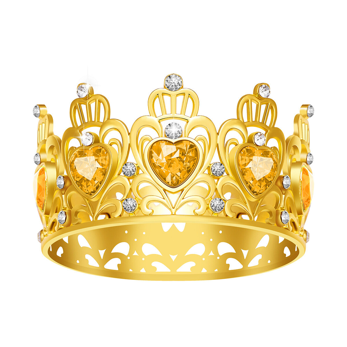 Корона "Персиковое сердце", трансграничная, круглая, из сплава, с желтым бриллиантом