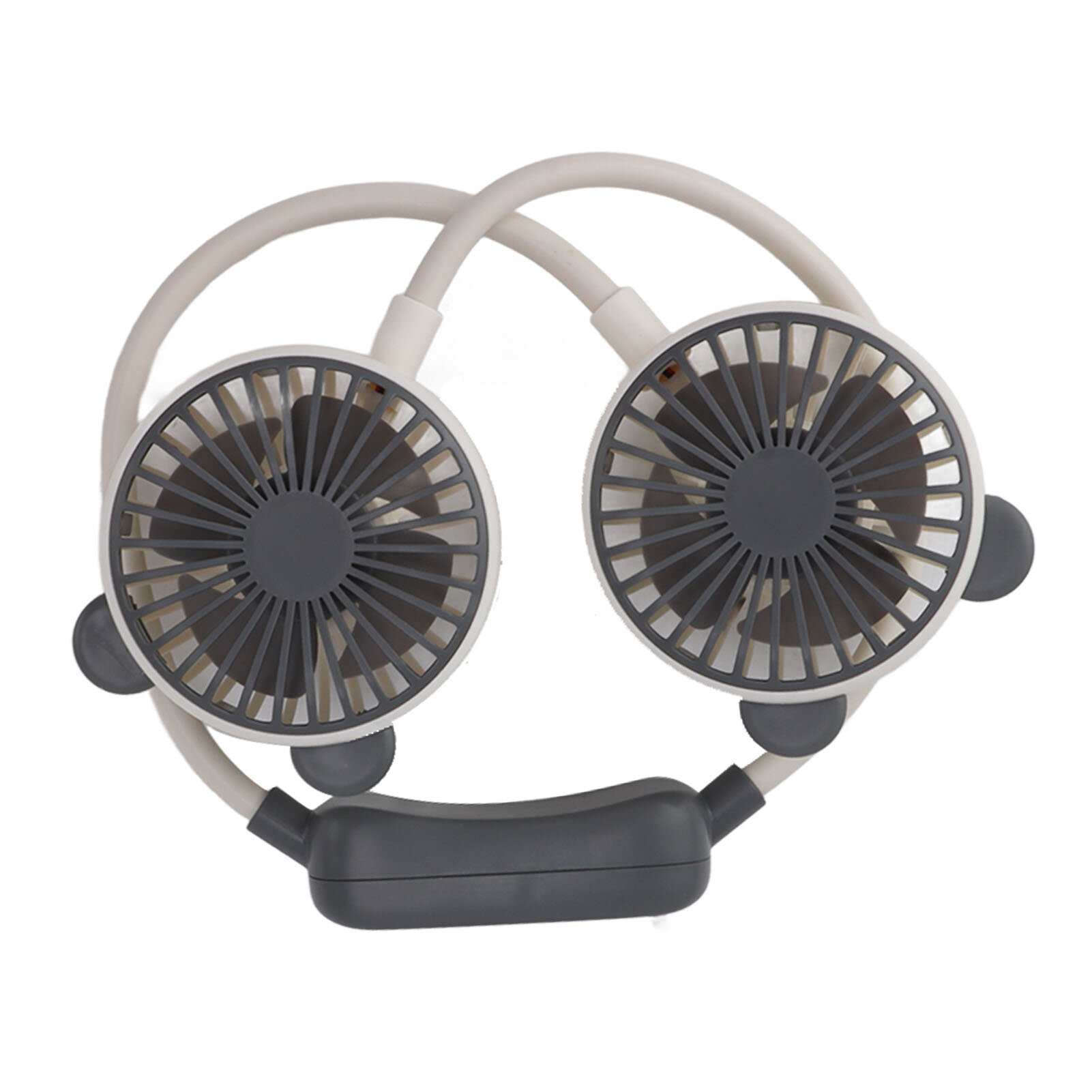 Портативный воротничный вентилятор Двухголовой Гибкий Носимый USB Зарядный Безручной Мини вентилятор для Офиса Путешествий Белый 2 Скорости вращения 360 градусов 3.7V 500mAh встроенный литийный аккумулятор вес 188г