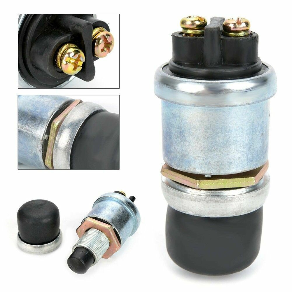 Кнопочный переключатель стартера/зажигания 60A 12V SPST моментальный с неопреновой крышкой и IP67 для автомобиля (на панель)