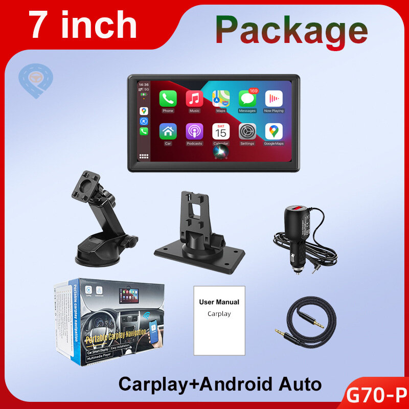 Портативный 7-дюймовый автомобильный смарт-экран беспроводной проекционный экран Carplay car Android Auto mirror