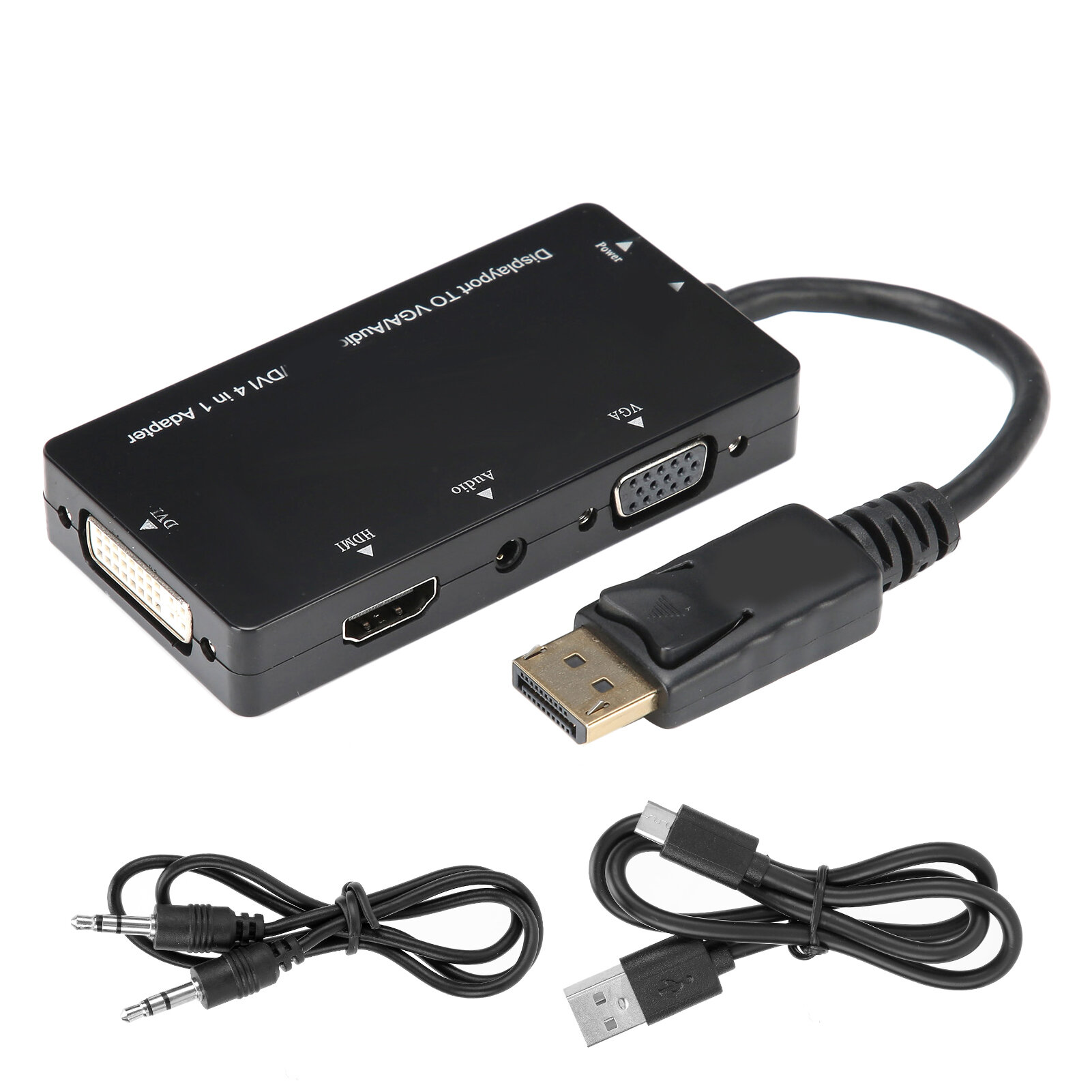 4‑in‑1 Adapter Cable Displayport to HDMI/VGA/DVI/Audio Converter Multifunction