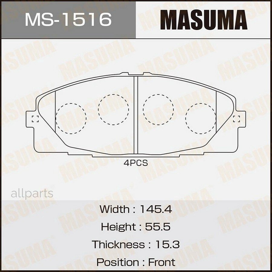 MASUMA MS-1516 Колодки торм. пер.