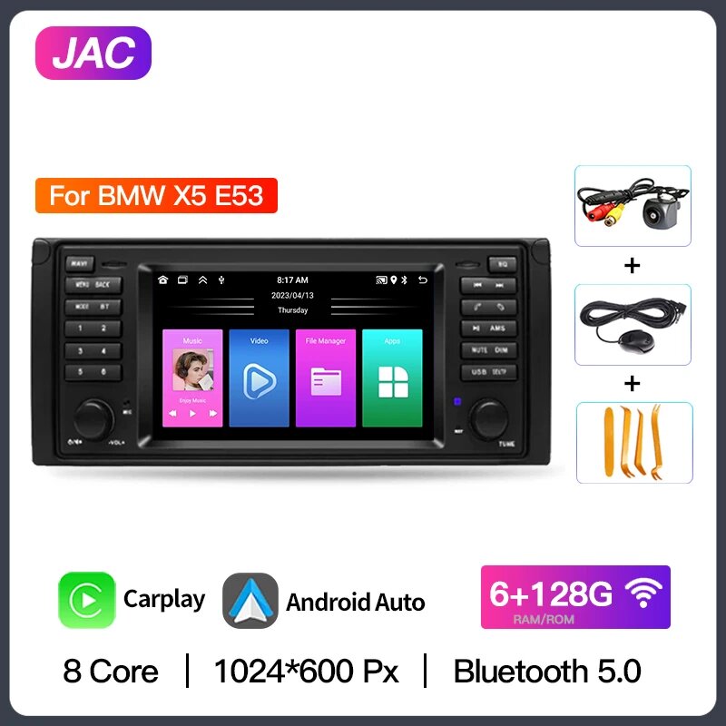 7-дюймовый Carplay для BMW 5 серии E39 X5 E53 M5, видеоплеер, GPS, авторадио, мультимедийное автомобильное радио, Android 13 Auto Play, 2 Din Audio