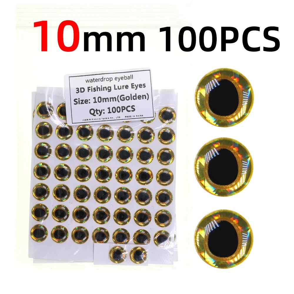 Ellllv Глаза для приманок 3-12 мм 100 шт. 100pcs golden 10mm