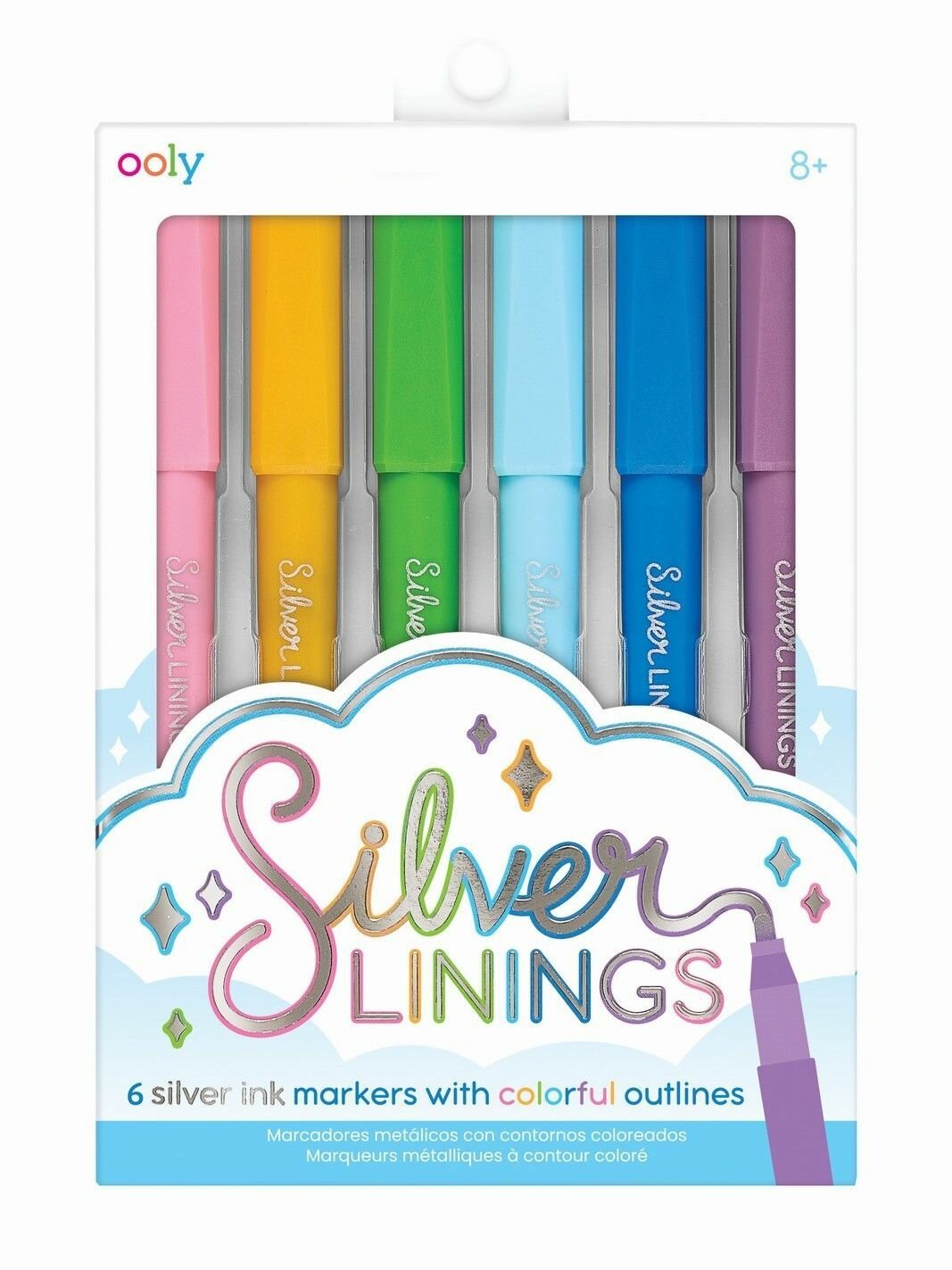 OOLY набор фломастеров Серебряные линии с контуром 6 цветов