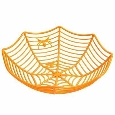 Конфетница КНР паутина оранжевая, пластиковая, 28 х 8 см