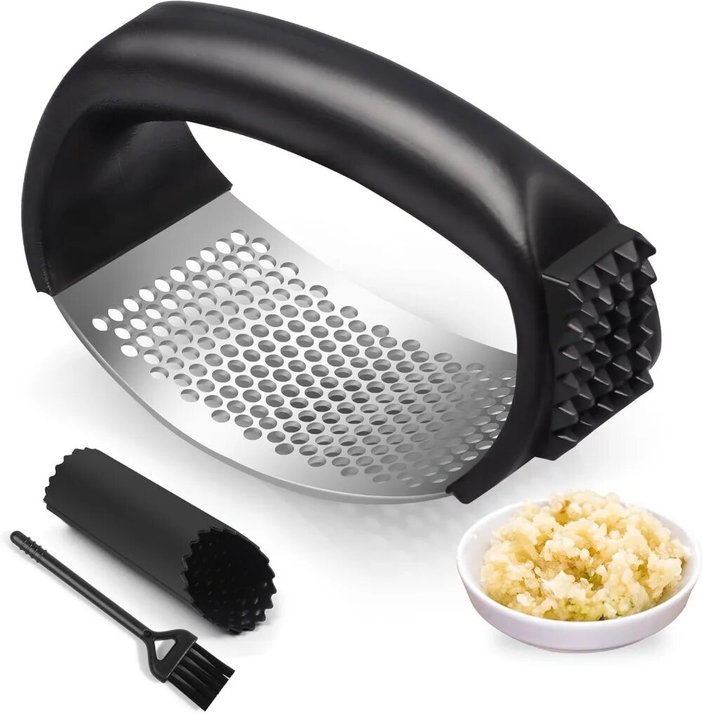 Качалка для чеснока из нержавеющей стали, Garlic press set