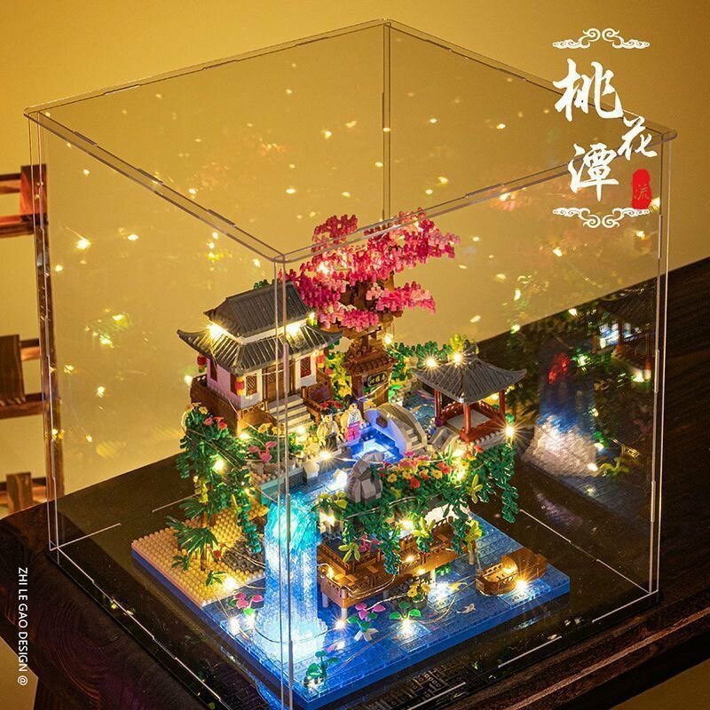 Конструктор пластиковый/Сказочный павильон/Домик на дереве с сакурой+Акриловая коробка
