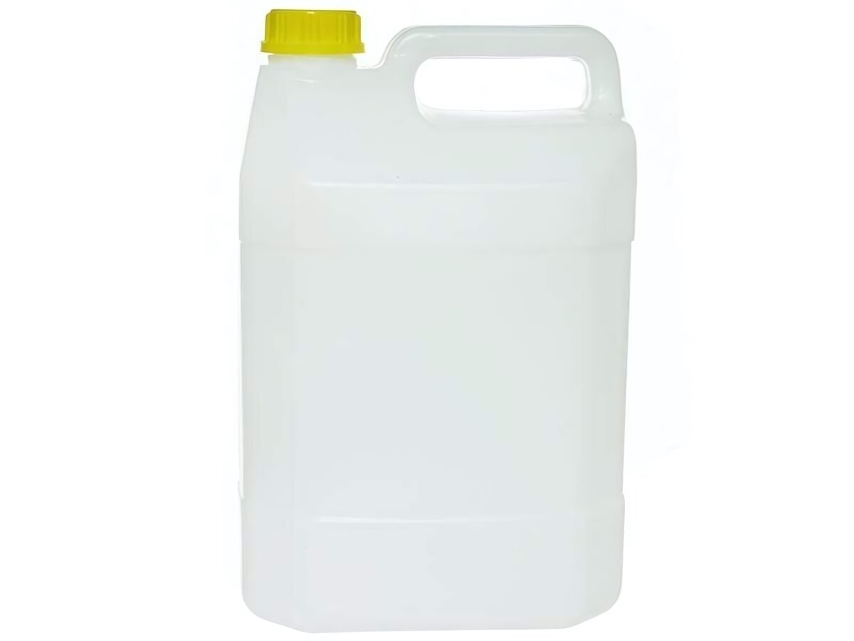 Канистра пластиковая 5л, белая/желтая, с удобной ручкой, для воды и технических жидкостей