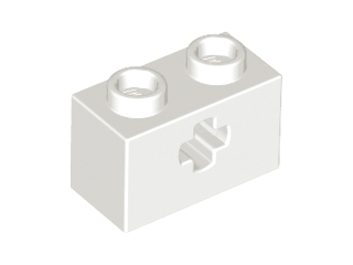 Technic, Brick 1 x 2 with Axle Hole, 32064 White N