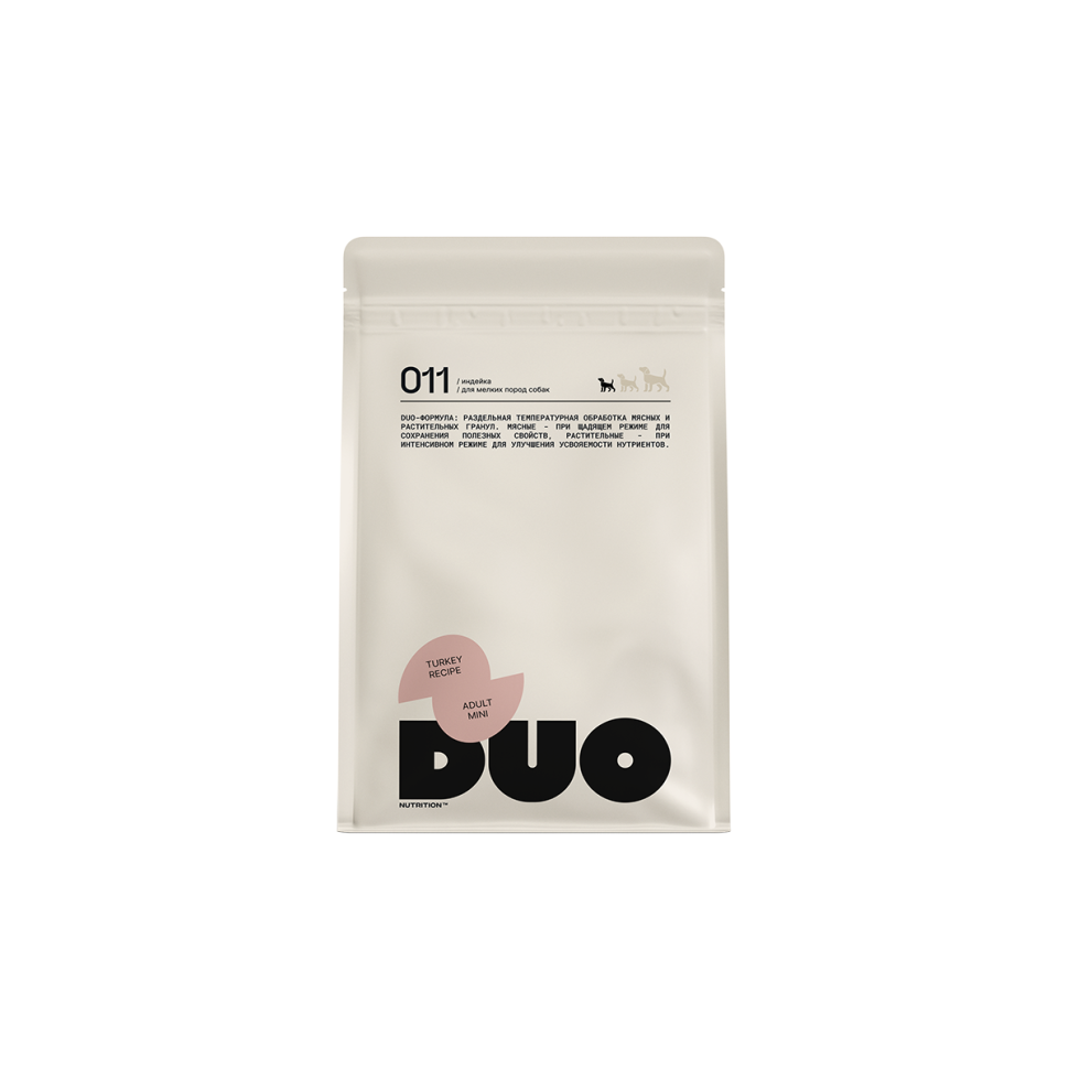 Cухой корм DUO Nutrition полнорационный для взрослых собак мелких пород с индейкой и рисом - 3 кг