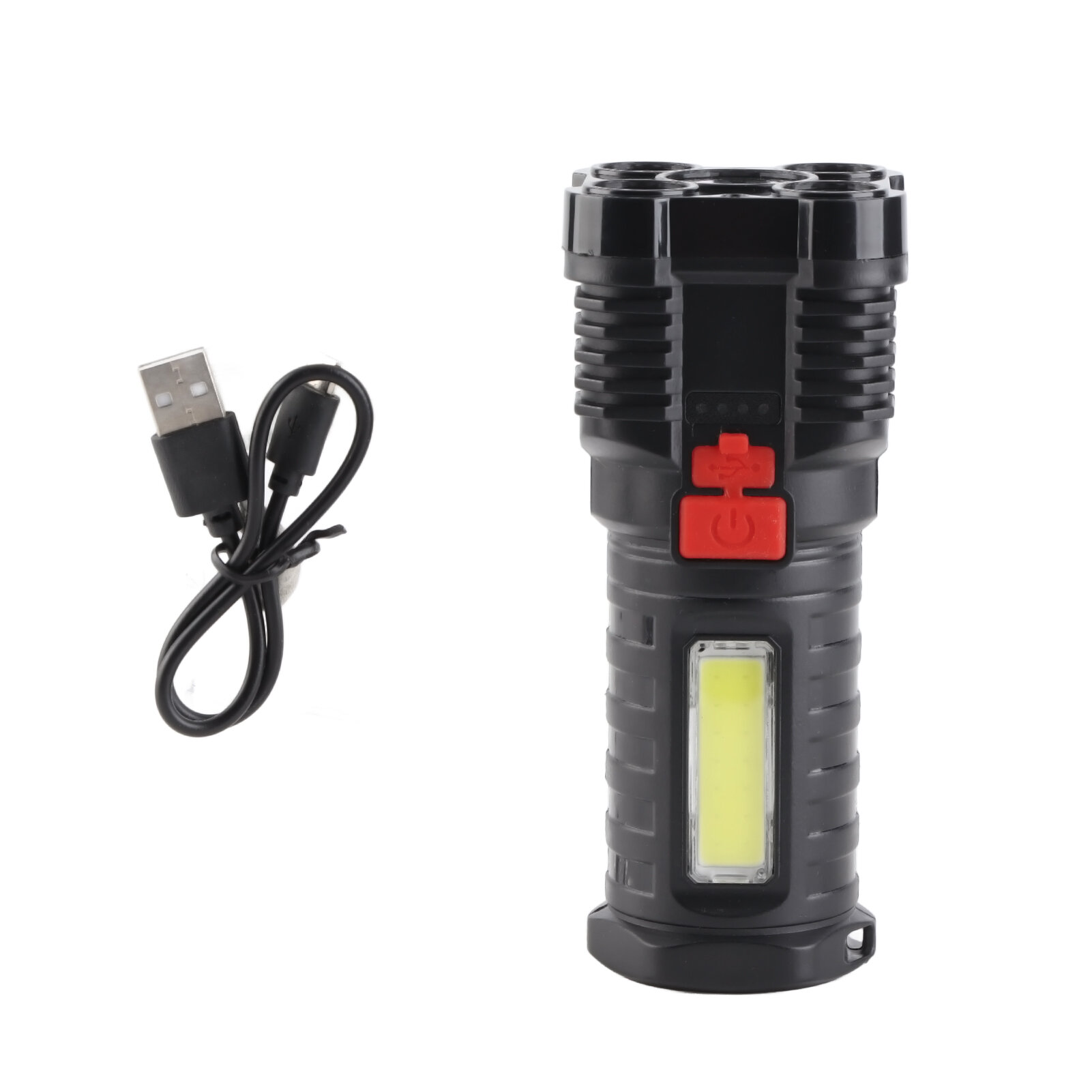 5 LED Flashlight Portable High Lumen Work Light USB Rechargeable with Sidelight 4 Modes Camping Hiking Adventure Home Emergencies Use