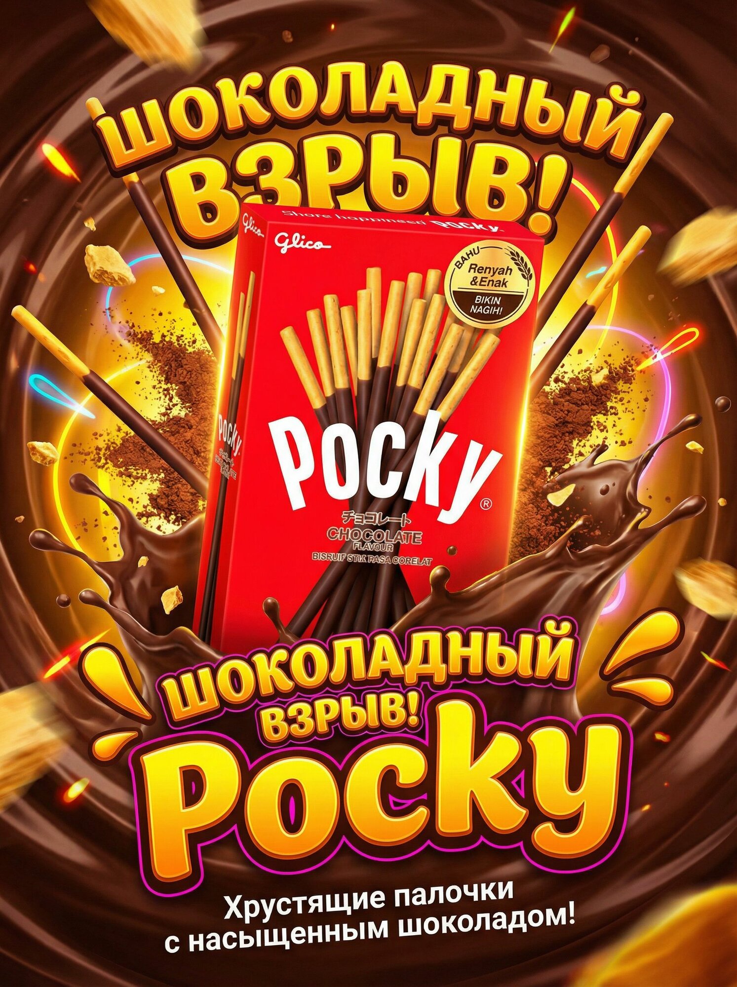 Шоколадные палочки "Pocky" шоколад 3*47 гр.