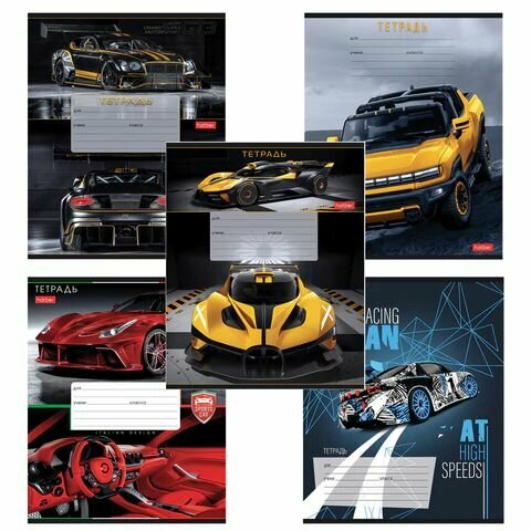60 шт. Тетрадь 12 л, HATBER клетка, обложка картон, "В мире авто" (микс в спайке), 080067, 12Т5В1