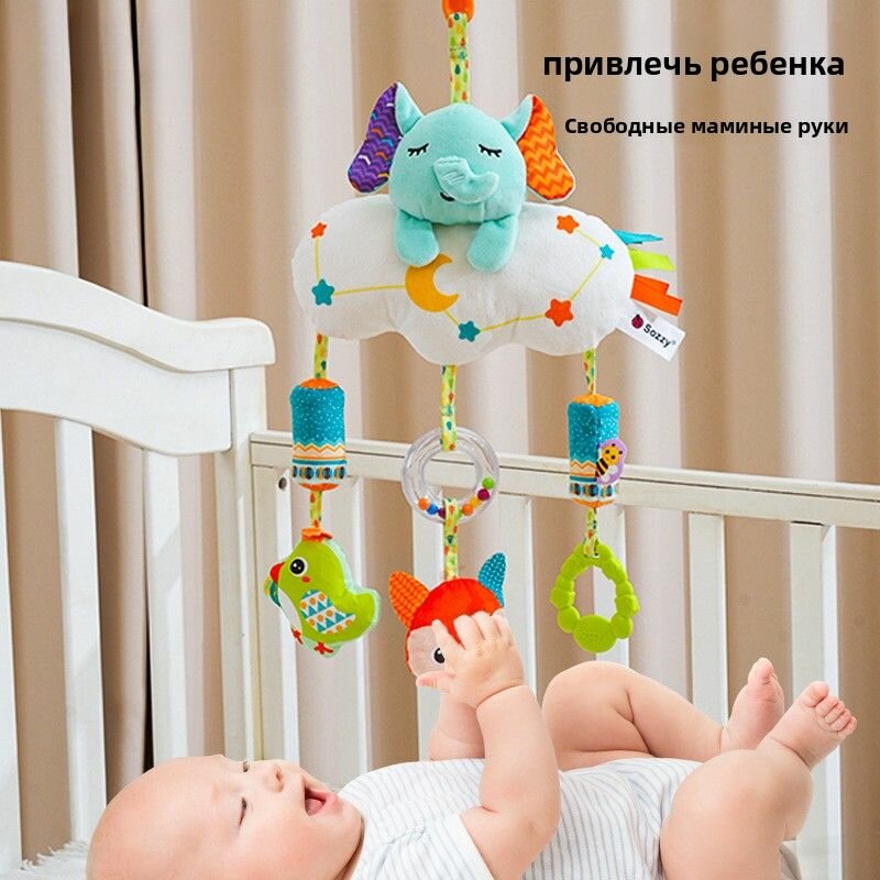 Развивающая монтессори погремушка 0+ "Птенчик". Подвесная игрушка шуршалка для новорожденных мальчиков и девочек. Грызунок прорезыватель для зубов.