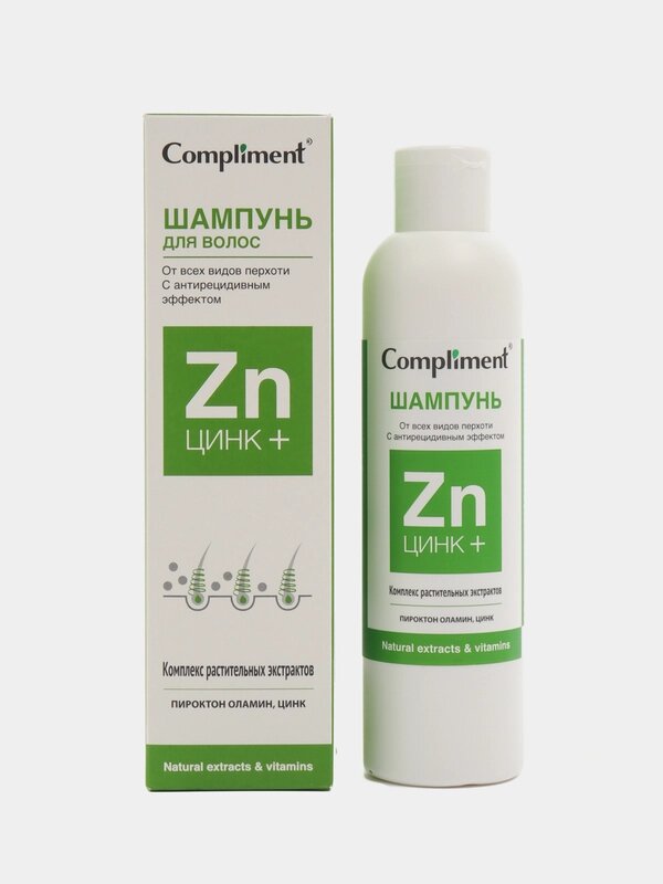 Compliment цинк+ Шампунь для волос от всех видов перхоти, 200 мл