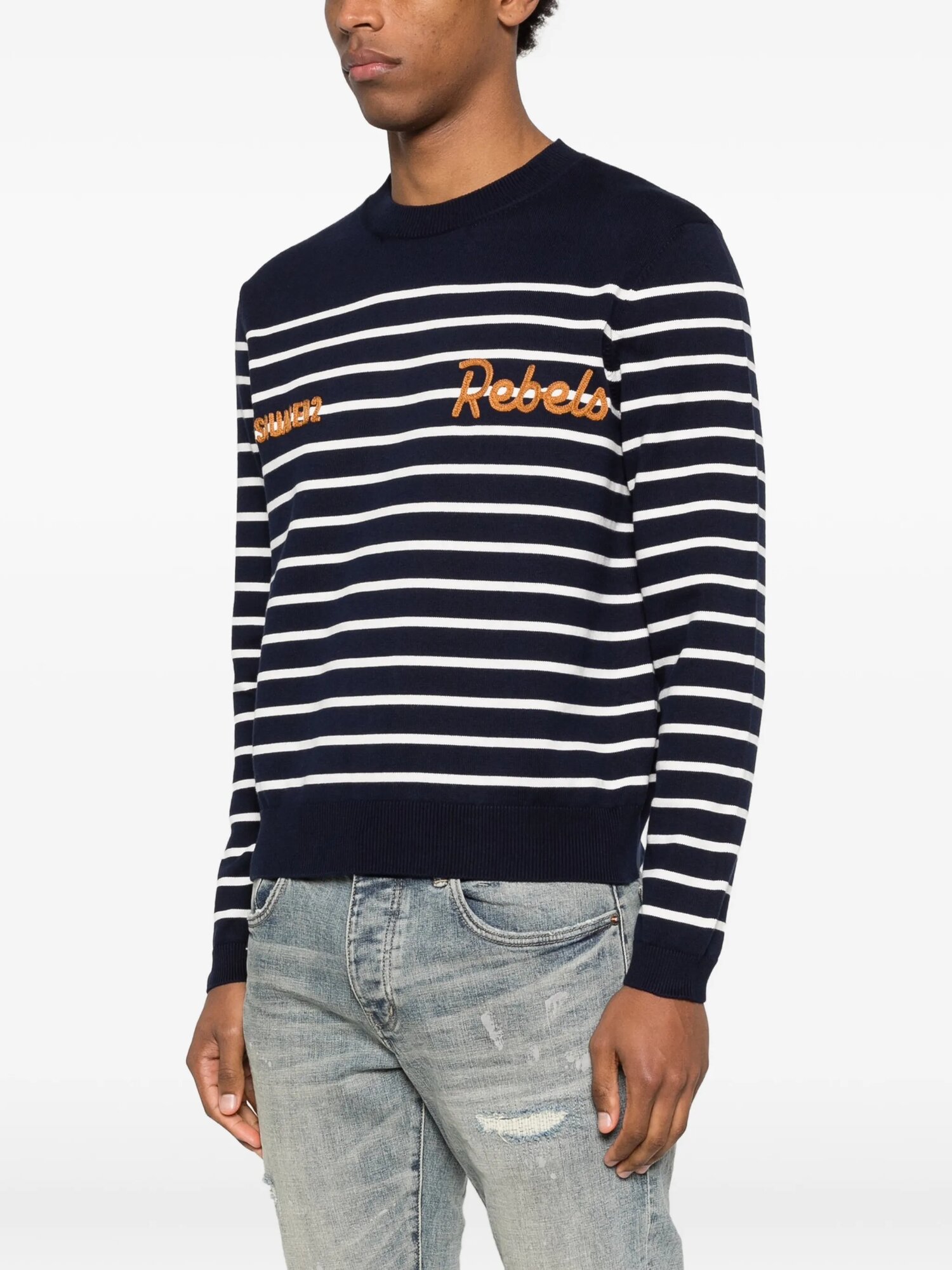 Свитер DSQUARED2 Striped embroidered sweater, размер S, , синий — фото 1