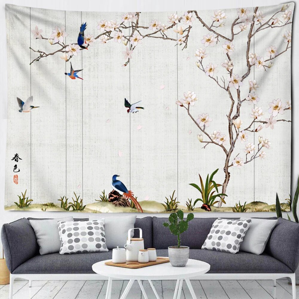 Гобелен "Цветок Птица", полиэстер 200x150cm, gt697-01-3