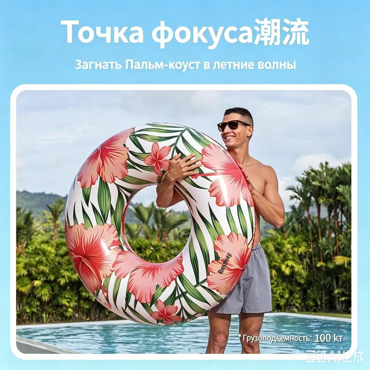 Круг для плавания "Тропики", 119см, оранжевый, 1 шт, 3-18 лет