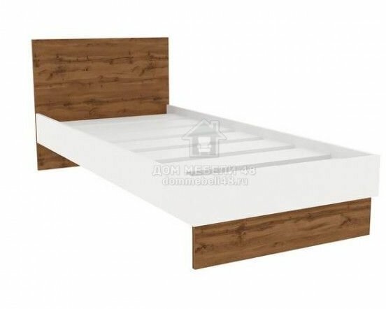 Кровать односпальная Сканди Белый/Дуб Вотан, ЛДСП, ДСП, 90х203х80,4 см, Гросс