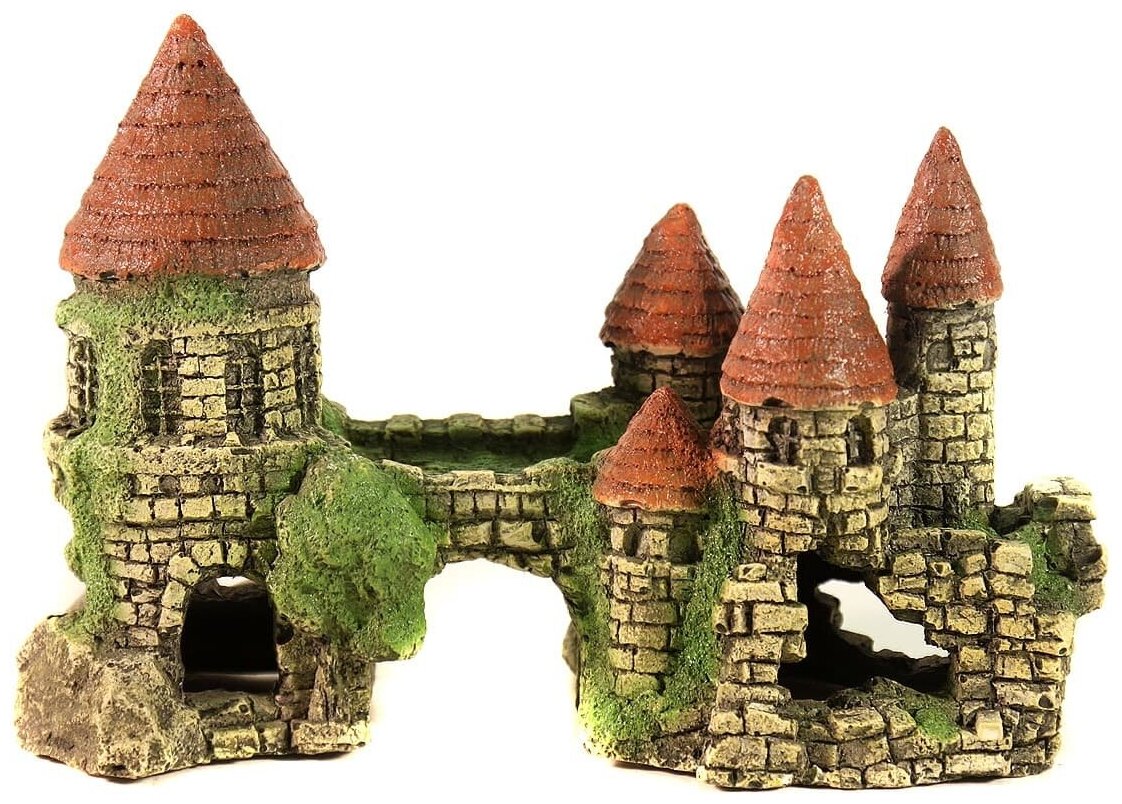 Аквариумная декорация Замок с цветной крышей DEKSI № 101