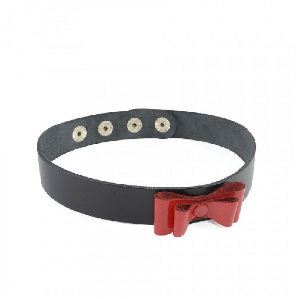 Кожаный ошейник с красным бантом Sitabella