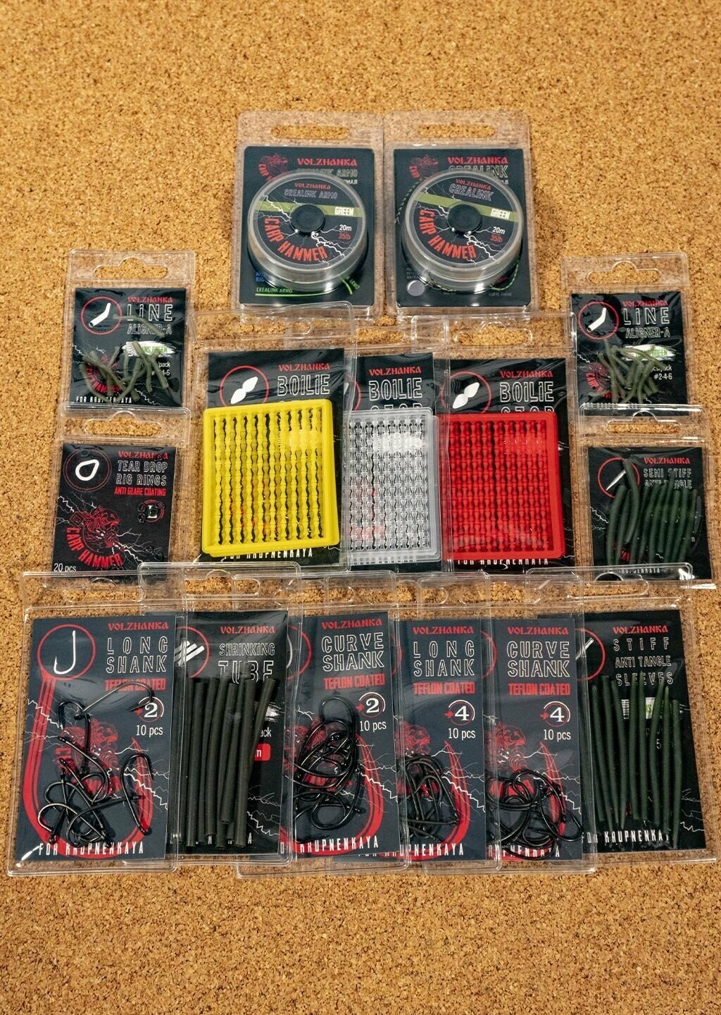 Готовый набор для монтажа Blowback Rig №2-4 (Green), для карповой рыбалки,15 товаров
