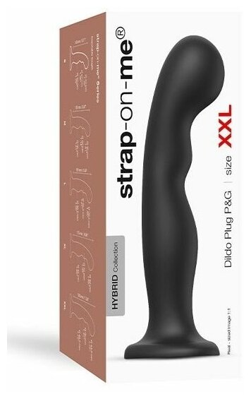 Черная насадка Strap-On-Me Dildo Plug P&G size XXL, черный