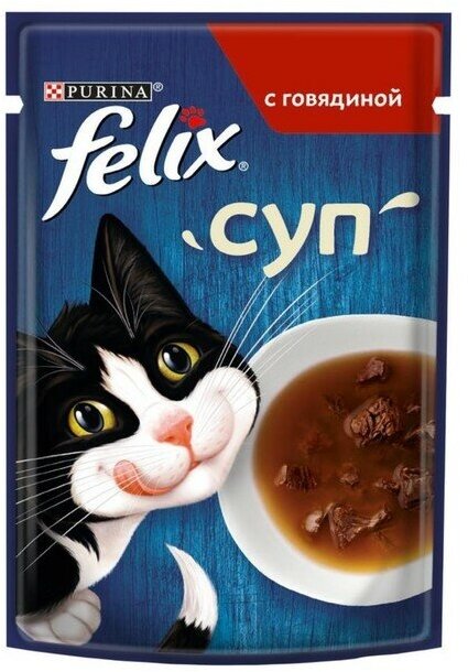 Влажный корм Felix Суп с говядиной, для кошек, 48 г