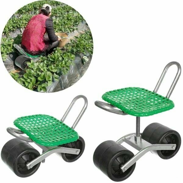 Стул садовый на колесах для прополки и работы в саду 35*47*14см с поворотным механизмом(360), цвет зеленый