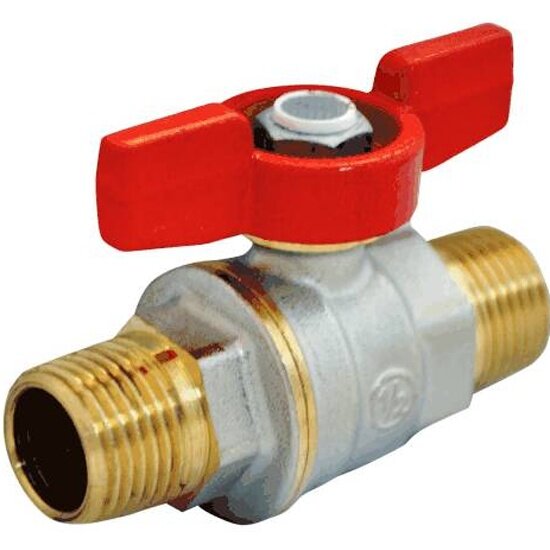 Кран шаровой Giacomini полнопроходной DADO 1/2" Н-Н компактная модель, с красной дроссельной рукояткой бабочка, никелированный