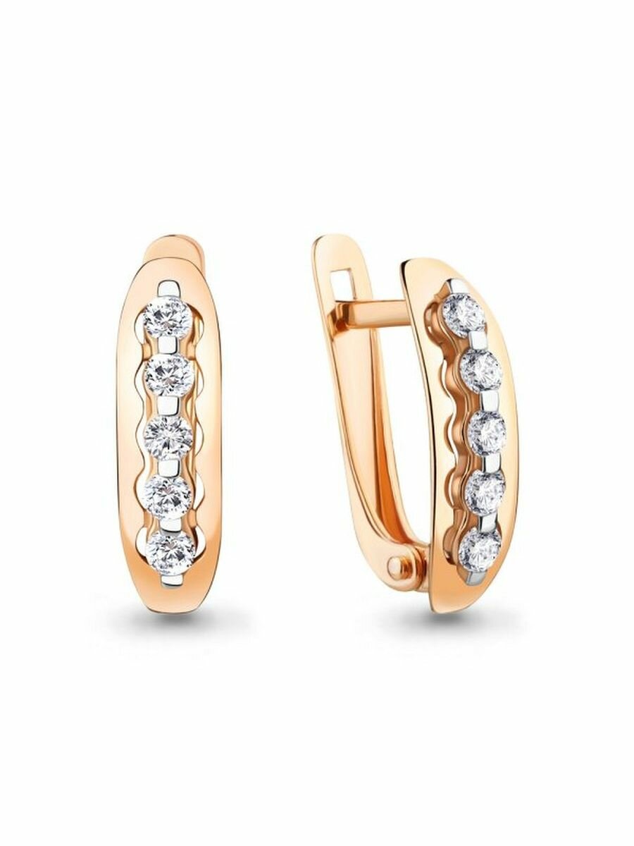 Серьги, красное золото, 375 проба, фианит