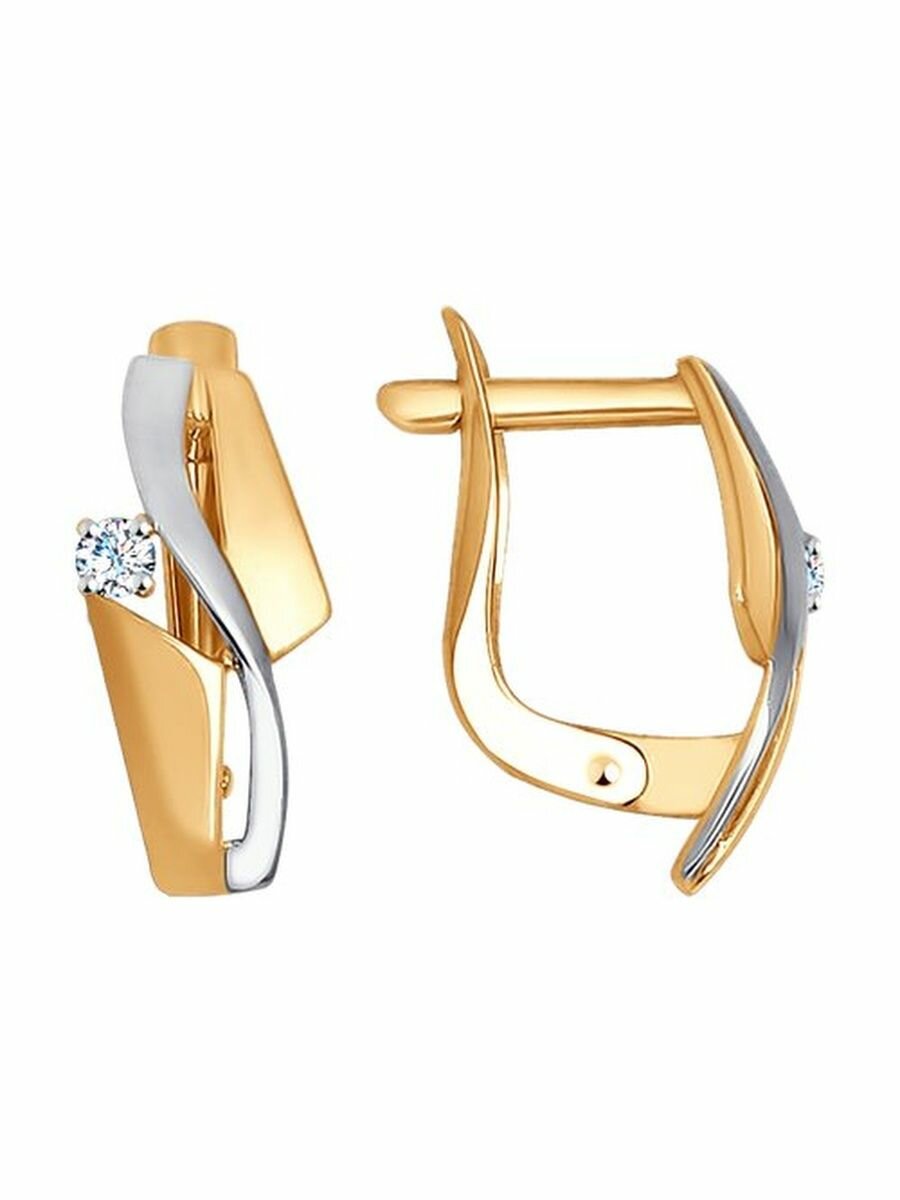 Серьги, красное золото, 375 проба, фианит