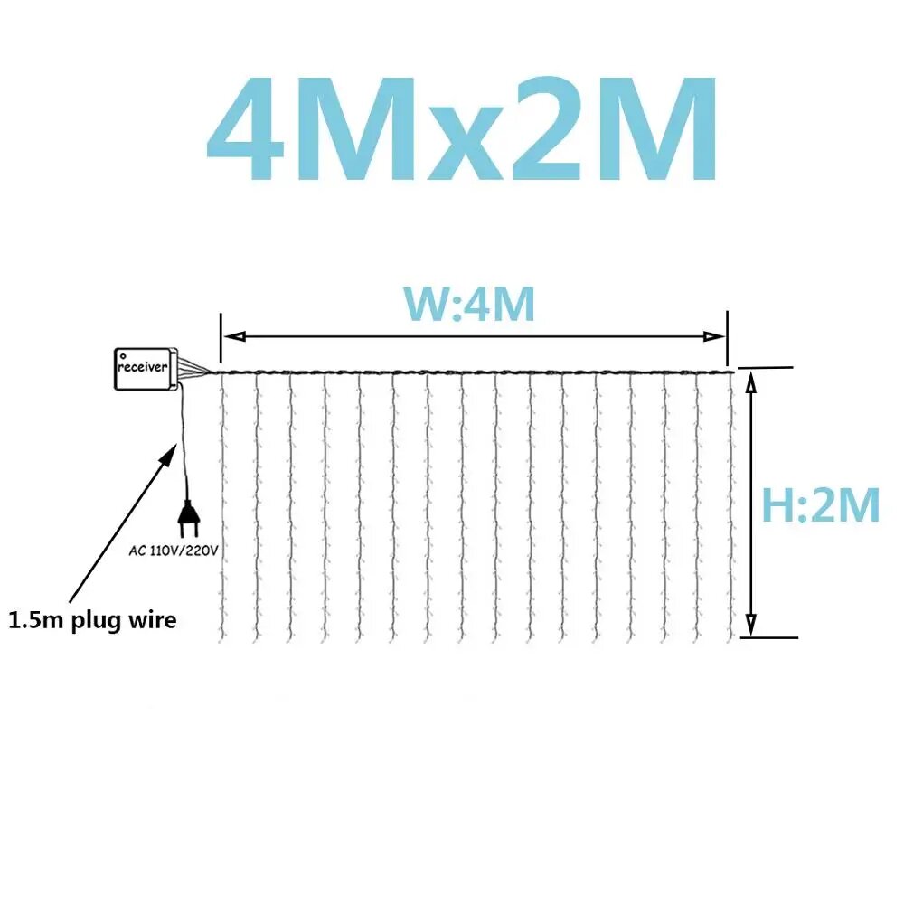 Светодиодная гирлянда сосулька 4x2 метра, теплый белый, 220V-240V