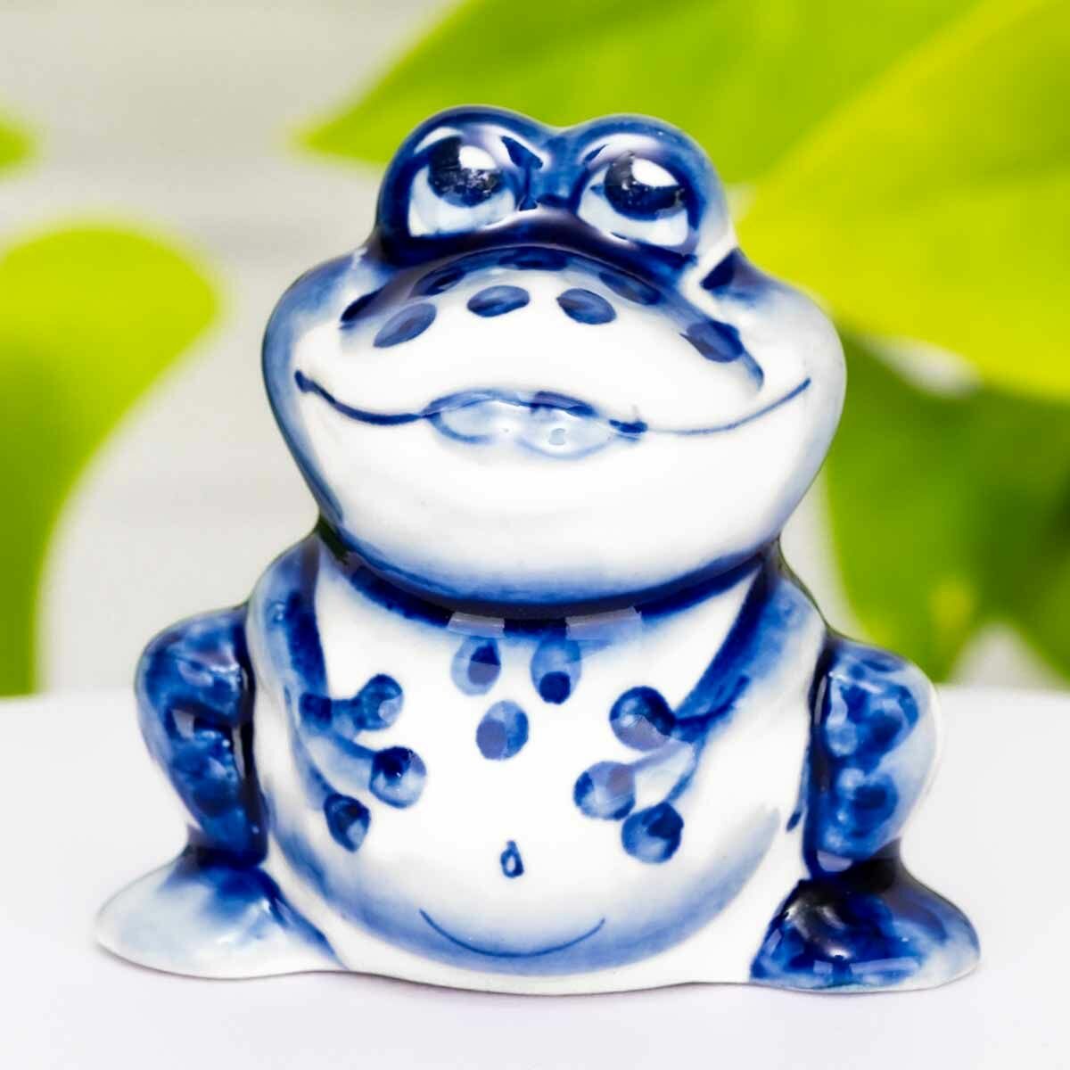 Фигурка коллекционная - Лягушка, Гжель, Фарфор, 6 см