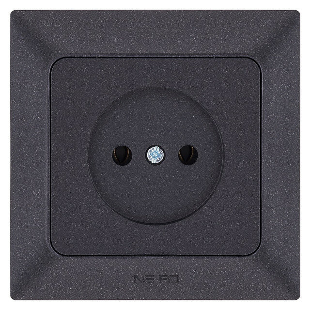 NE-AD Aras розетка 1 пост без заземления 16A 250V металлик черный корпус для монтажа