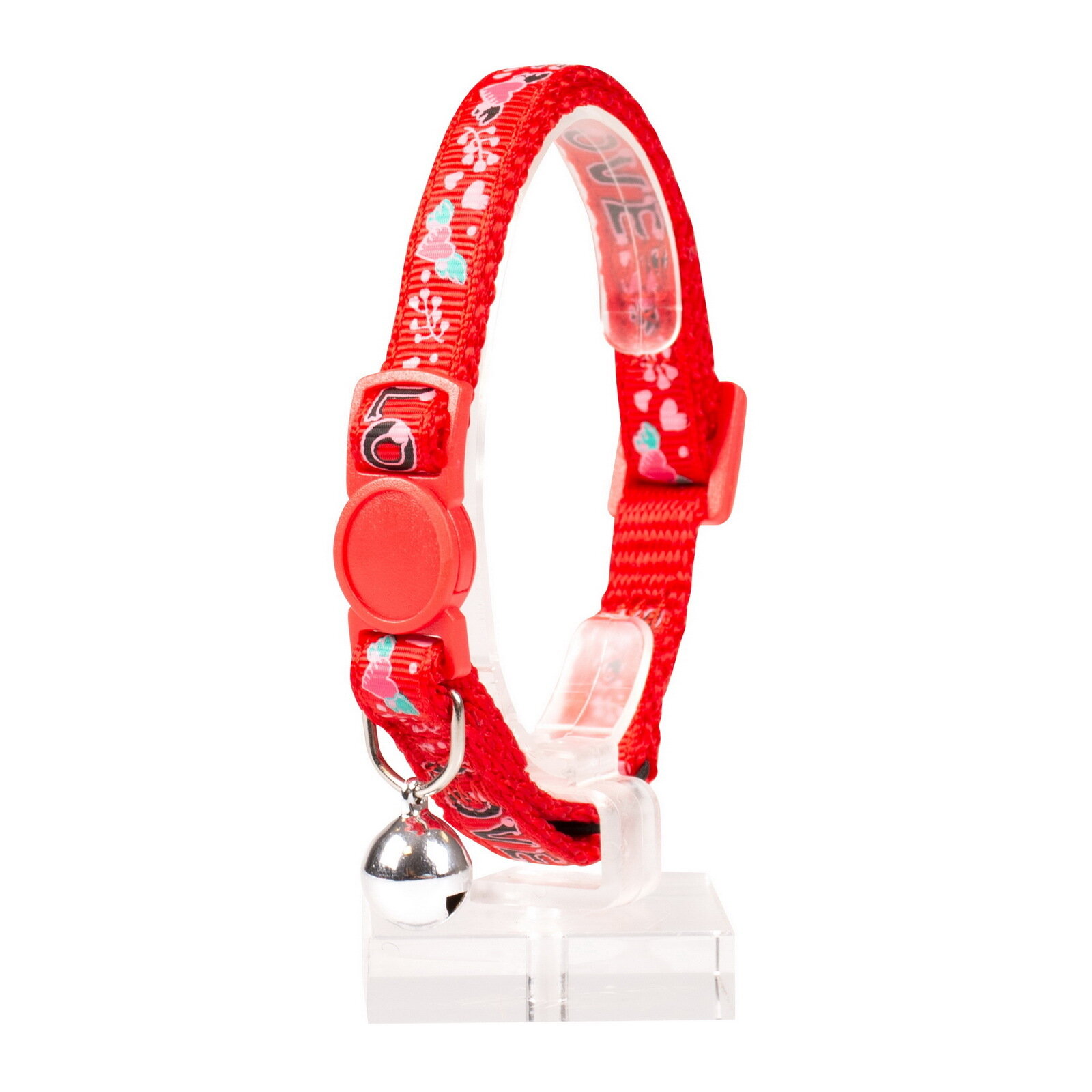 Ошейник для кошек нейлоновый DUVO+ "Love", красный, 20-30см/10мм (Бельгия)