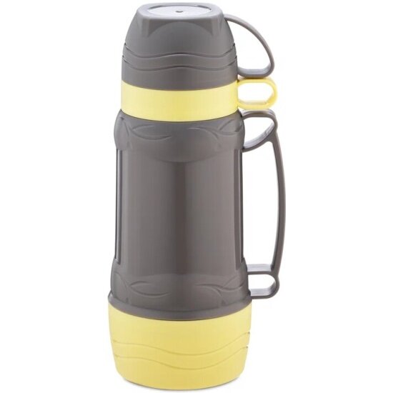 Термос Diolex пластиковый со стеклянной колбой 600 мл DXP-600-3GY, серо-желтый
